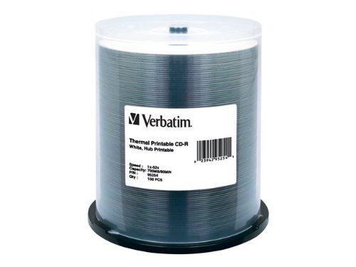 Verbatim 95254 100 x CD-R ( 80min ) 52x - white - thermal transfer printable surface, printable inner hub - spindle