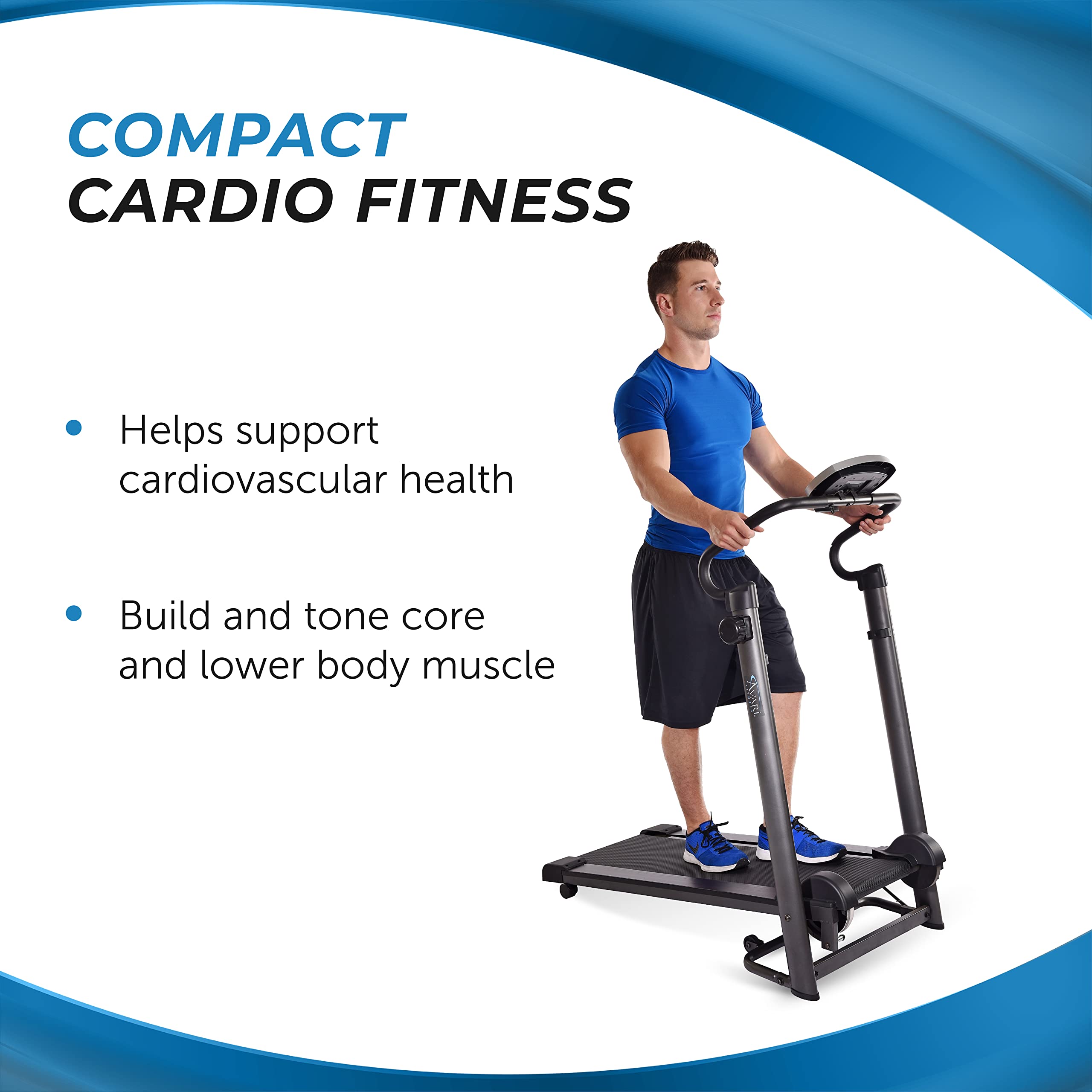 Avari Stamina Magnetic Manual Treadmill - Folding Treadmill with Smart Workout App - Non-Motorized Treadmill for Home Workout - Up to 250 lbs Weight Capacity