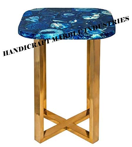 Blue Agate Stone Square Coffee Table Top, Blue Agate Stone Square Centre Table Top, Blue Agate Stone Square Dining Table Top, Blue Agate Stone Table Top, Family HeirLoom, Piece Of Conversation