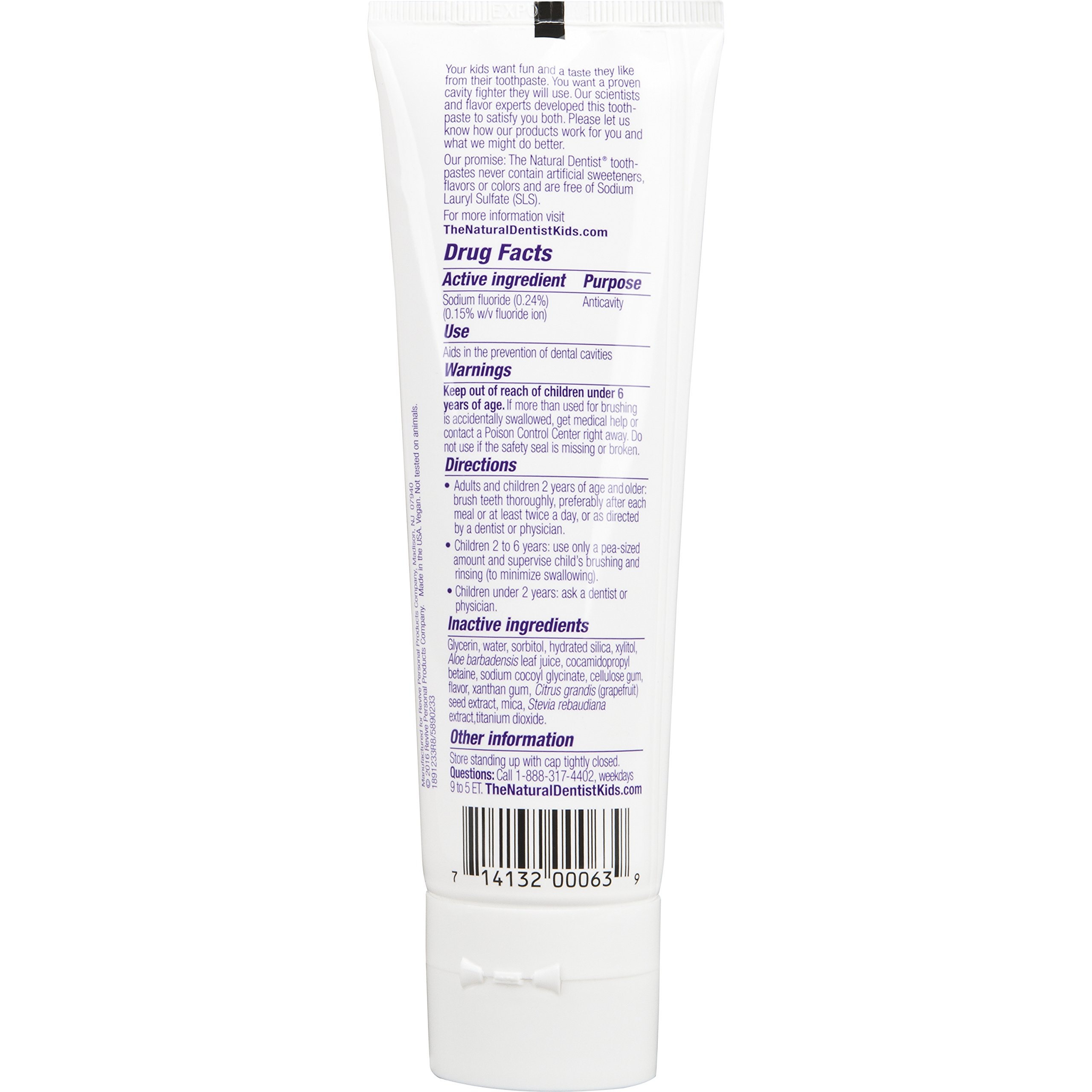Natural Dentist (The) Oral Care for Kids Cavity Zapper Fluoride Gel Toothpaste, Grape 5 oz. (a) - 2pc