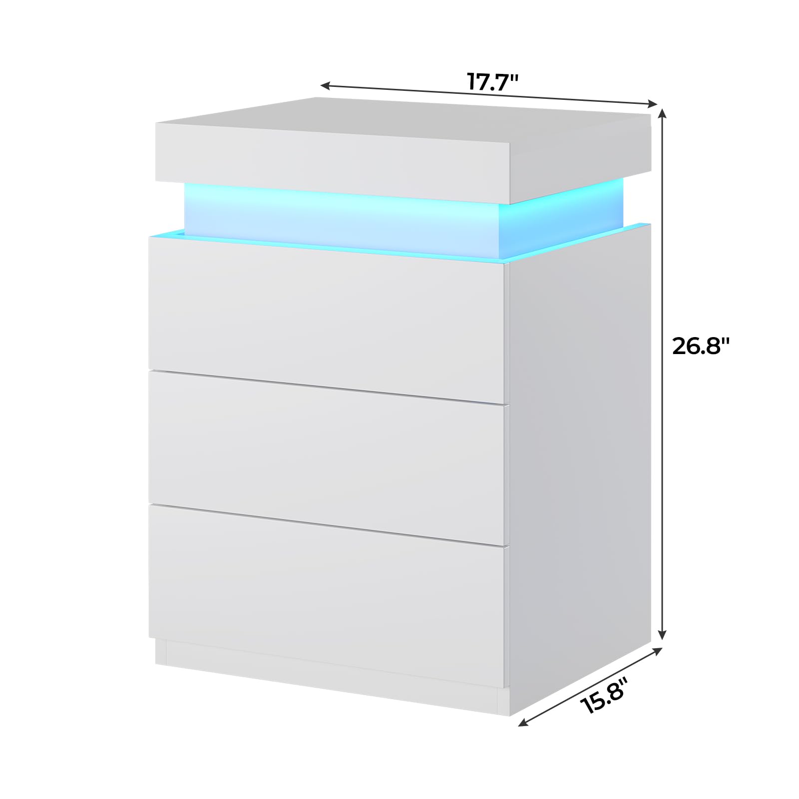 BTHFST Nightstand with Charging Station and LED Lights, Led Nightstand with Sliding Top, Bedside Table with Drawers, Modern End Table Side Table with USB Ports and Outlets (Black)