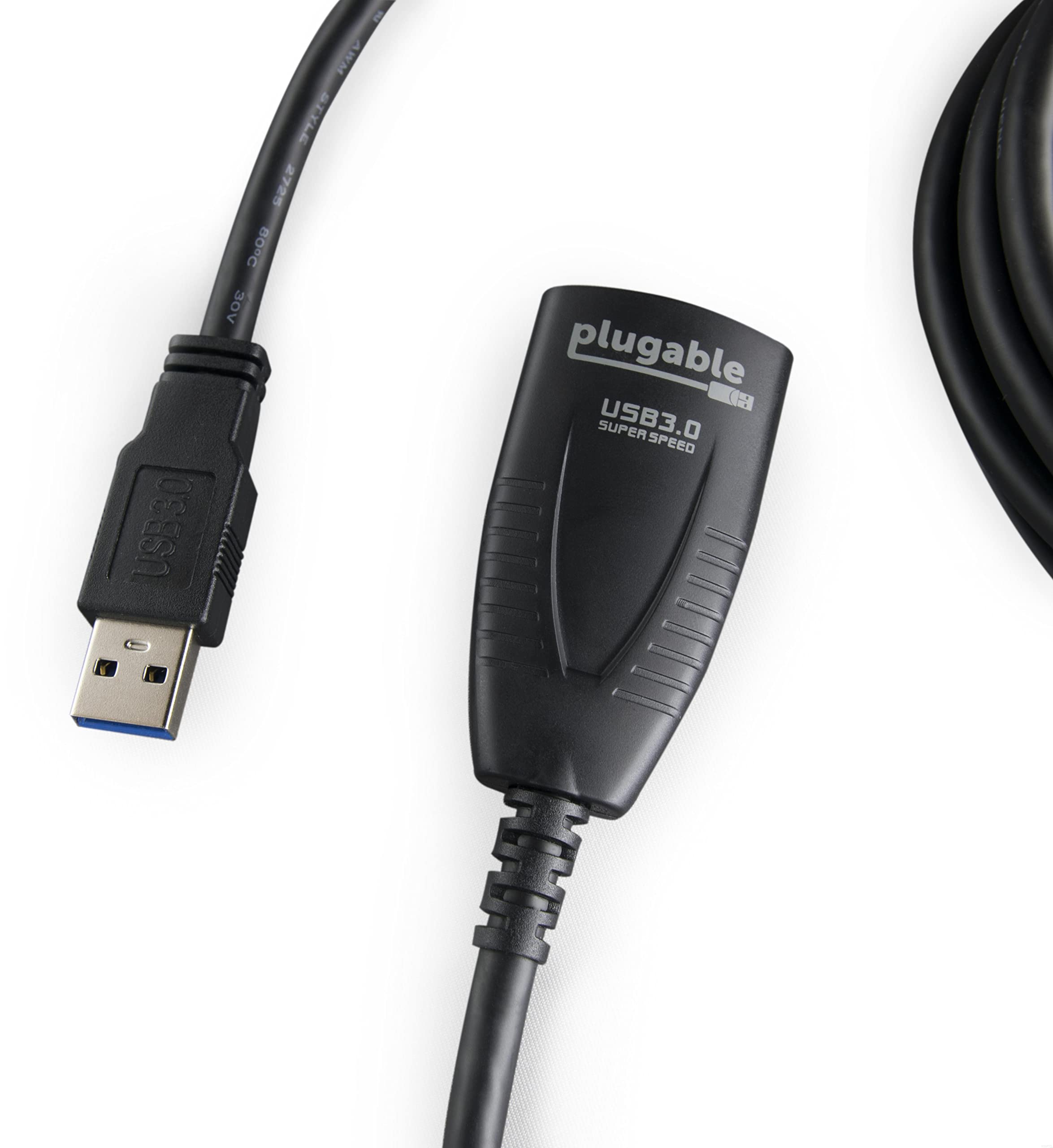 Plugable 5 Meter (16 Foot) USB 3.0 Active Extension Cable with AC Power Adapter, Back-Voltage Protection and Driverless Technology