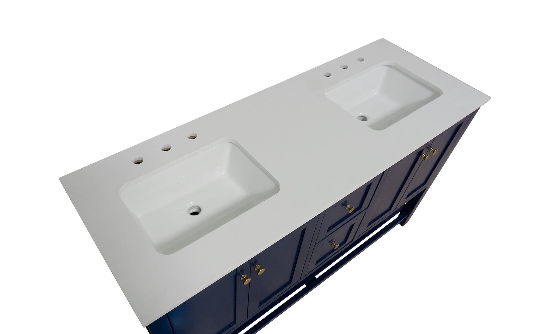 Kitchen Bath Collection Lakeshore 60-inch Double Bathroom Vanity (Engineered White/Royal Blue): Includes Royal Blue Cabinet with Engineered White Countertop and White Ceramic Sinks