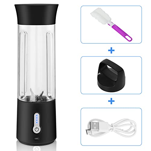 Personal Size Portable Blender - 17Oz USB Rechargeable Blender with 6 Blades | Portable Cup Lid For Outdoors Sports Travel Blender | BPA-Free Plastic Blender Cup For Shakes and Smoothies, Fresh Juice