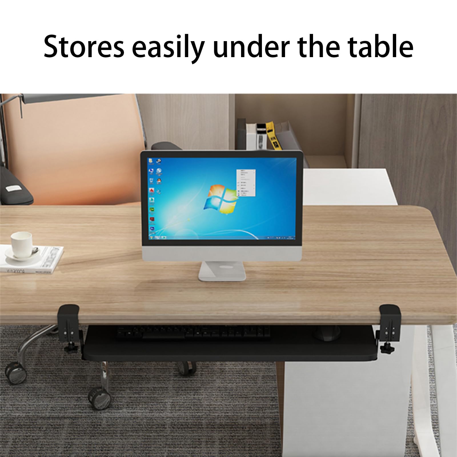 BBAUER Desk Keyboard Tray, Keyboard Tray Under Desk, Ergonomic Keyboard Tray, for Support Keyboard and Mouses, for Home or Office