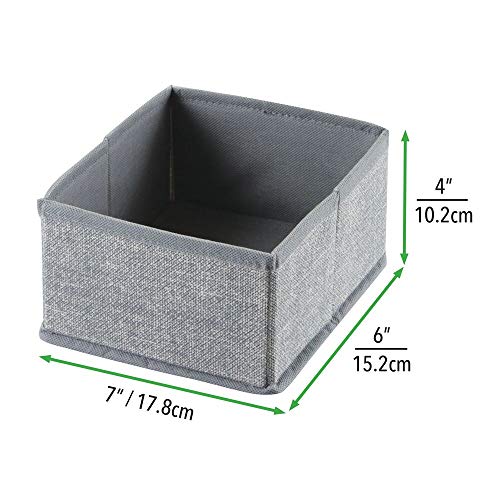 mDesign Rectangular Soft Fabric Dresser Drawer and Closet Storage Organizer Bin for Lingerie, Bras, Socks, Leggings, Clothes, Jewelry, Scarves - Textured Print - 2 Pack - Gray