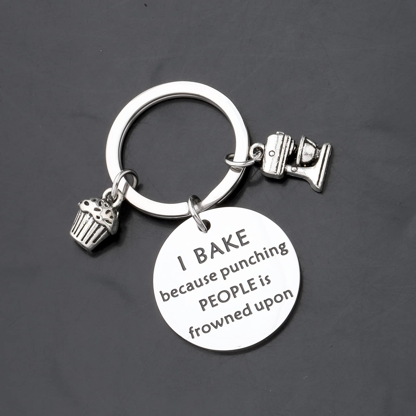 Baker Jewelry Gift for Baker Pastry Gifts Culinary School Gifts Bakers Gifts for Women Men (I BAKE because punching)