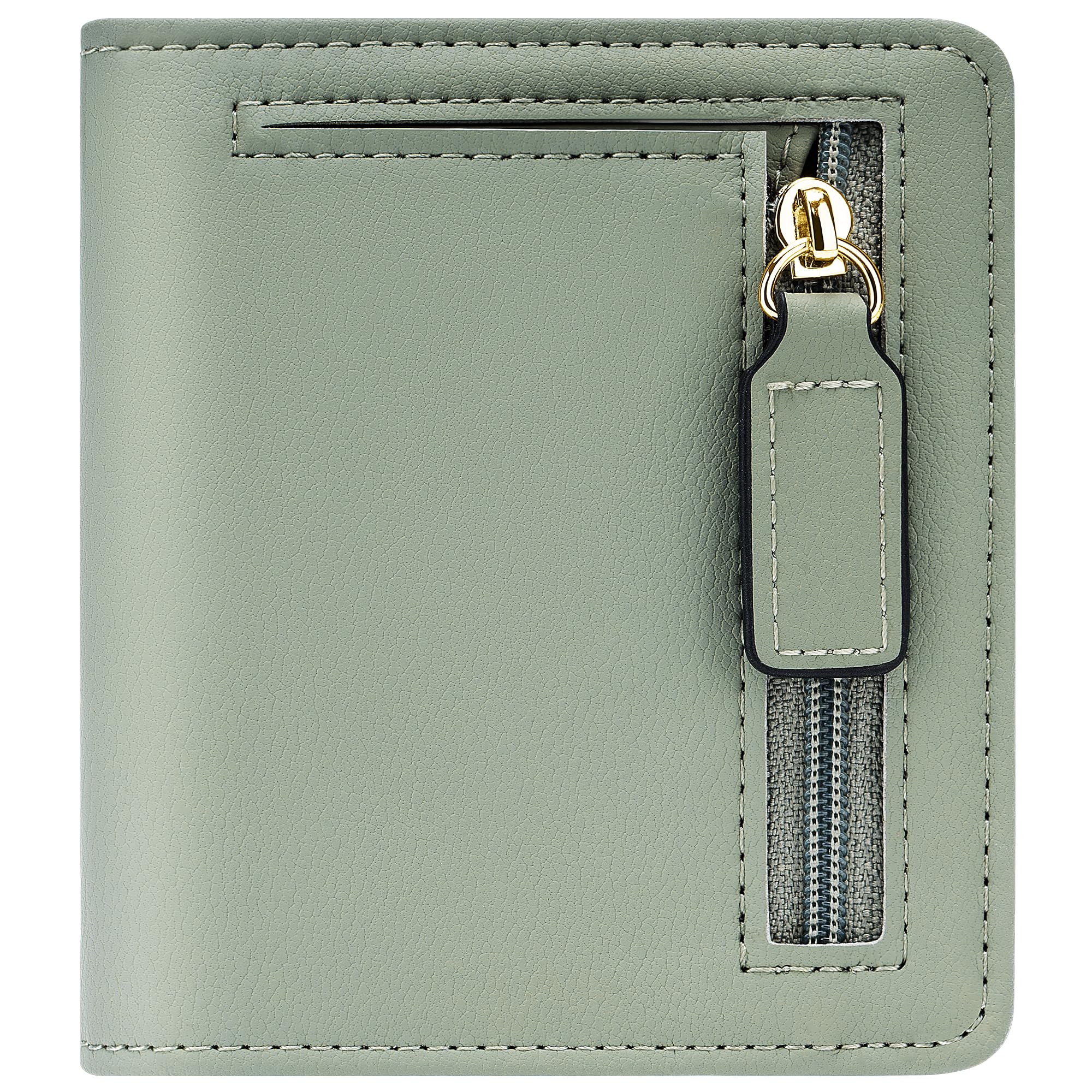 Gostwo Small Wallet for Women, Bifold Card Holder Rfid Wallet Women Genuine Leather with ID Window(CypressGreen)