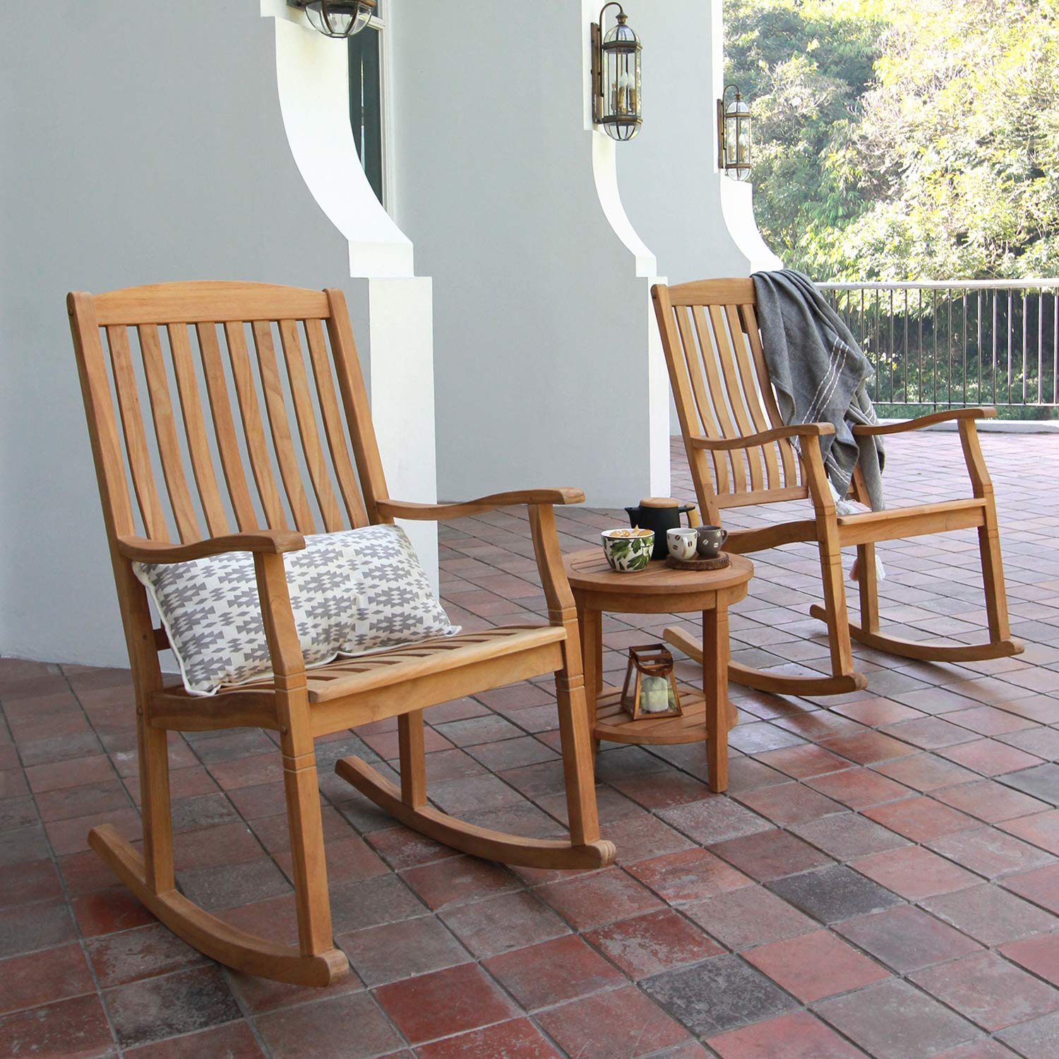 Cambridge Casual Superior Indonesian Teak Arie Outdoor Round Side Table, Natural Teak