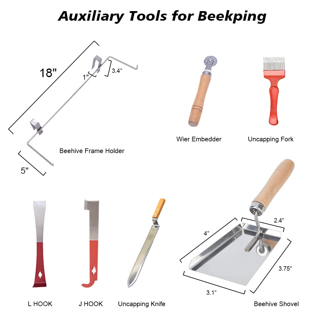 Beekeeping Supplies Bee Keeper Starting Kit 20 Pcs Beekeeping Tool Kit Bee Smoker Kit,Bee Keeping Supplies-All Starter Kit