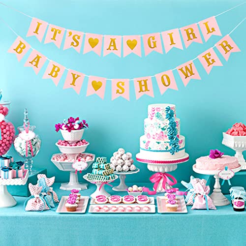 CoolerthingsDG, its a Girl decorations for baby girl shower banner - Pink and Gold Baby Shower Baner/Baby Gril for Baby Shower Supplies, for she