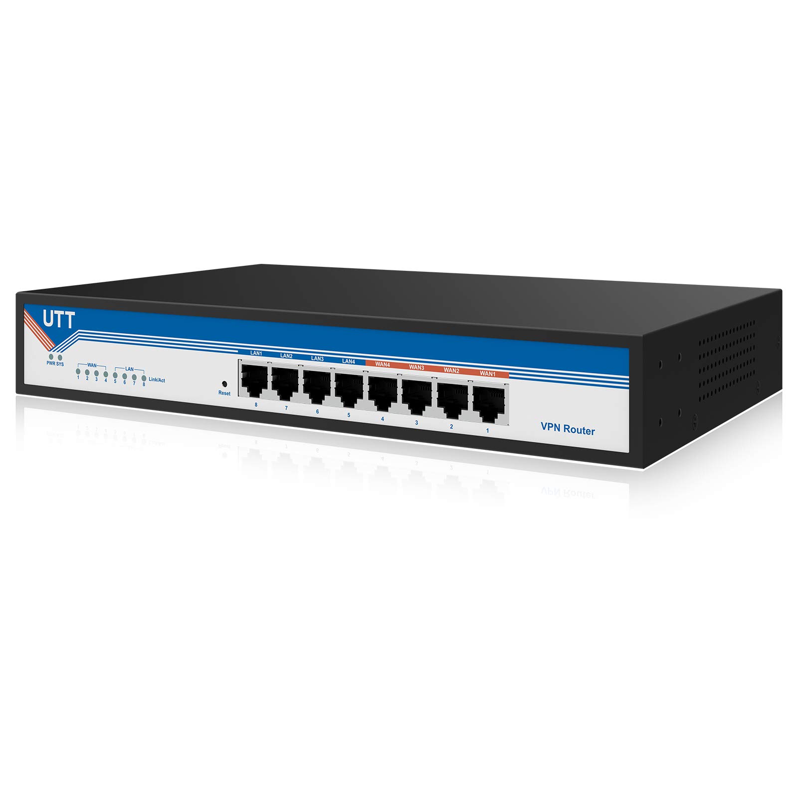 UTT ER520 4 WAN Ports Router with 4 100M WAN Ports 4 100M LAN Ports, Wired VPN Router with Load Balance & Failover, IPSec and PPTP VPN, Access Control, for Home and Small Business