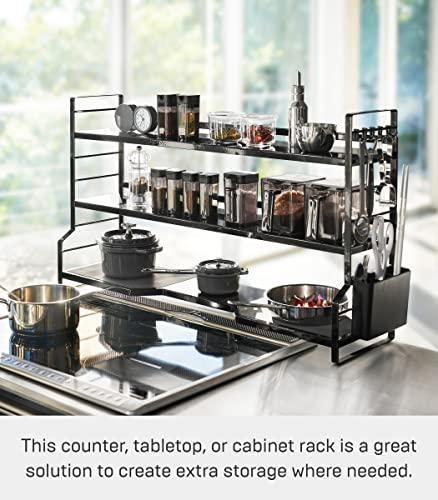 Yamazaki Home Sturdy, Standing Stovetop Kitchen Rack/Spice Shelves | Steel | Countertop Shelf, One Size, Black