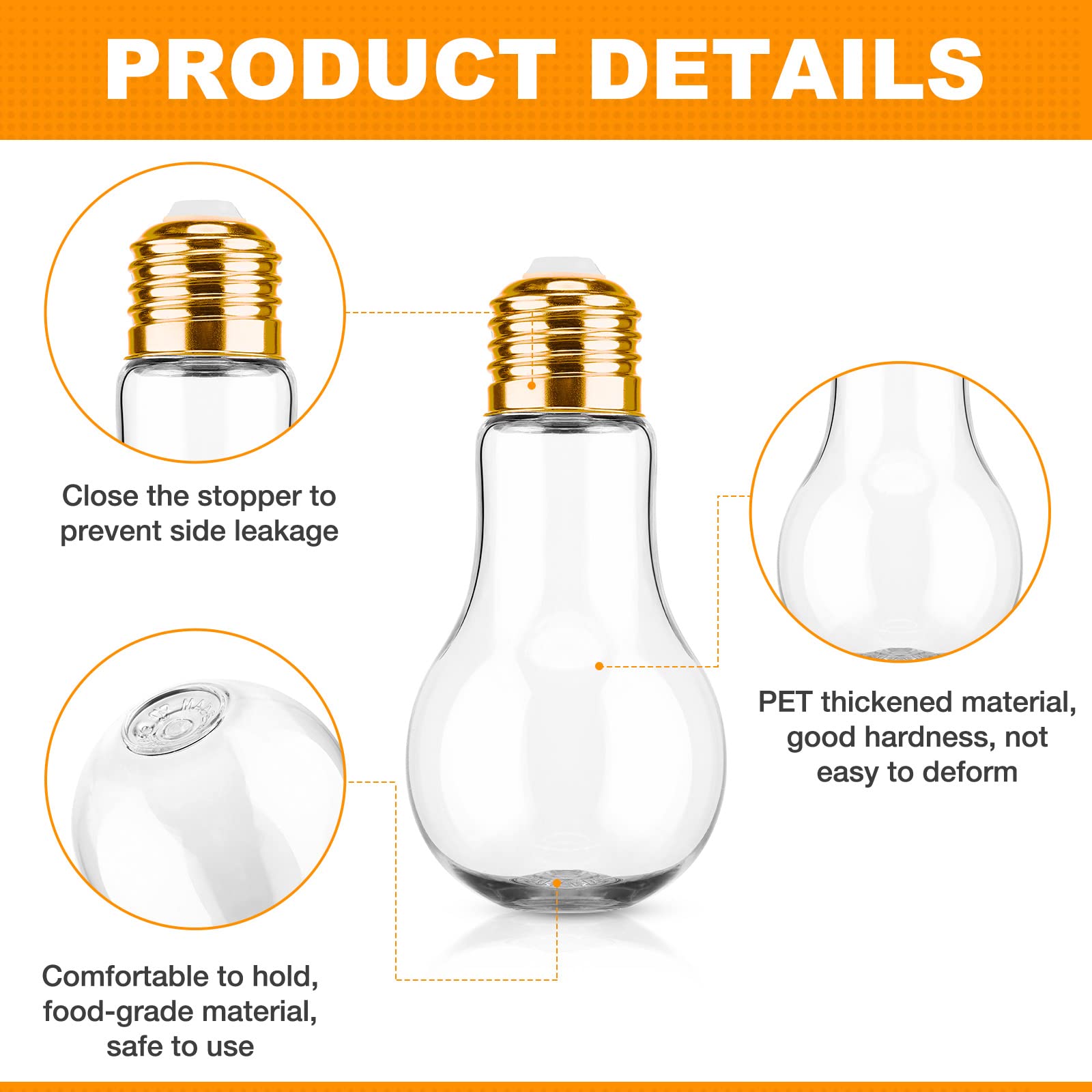 Potchen 72 Pieces Plastic Bulb Jar Light Bulb Shaped Acrylic Candy Boxes 3.4 oz Fillable Plastic Light Bulbs for Crafts Light Bulb Gift Lightbulb Candy Containers for Party Favors Supplies (Gold Lid)