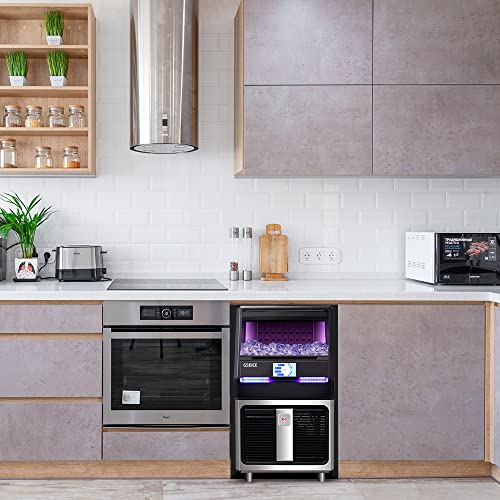 GSEICE Commercial Ice Maker Machine, Crescent Shaped Ice Cubes 280LBS/24H with 70 Pounds Storage Bin - 4.3 inch Touch Screen, Food-Grade Materials, 304 Stainless Steel Ice Making Machine