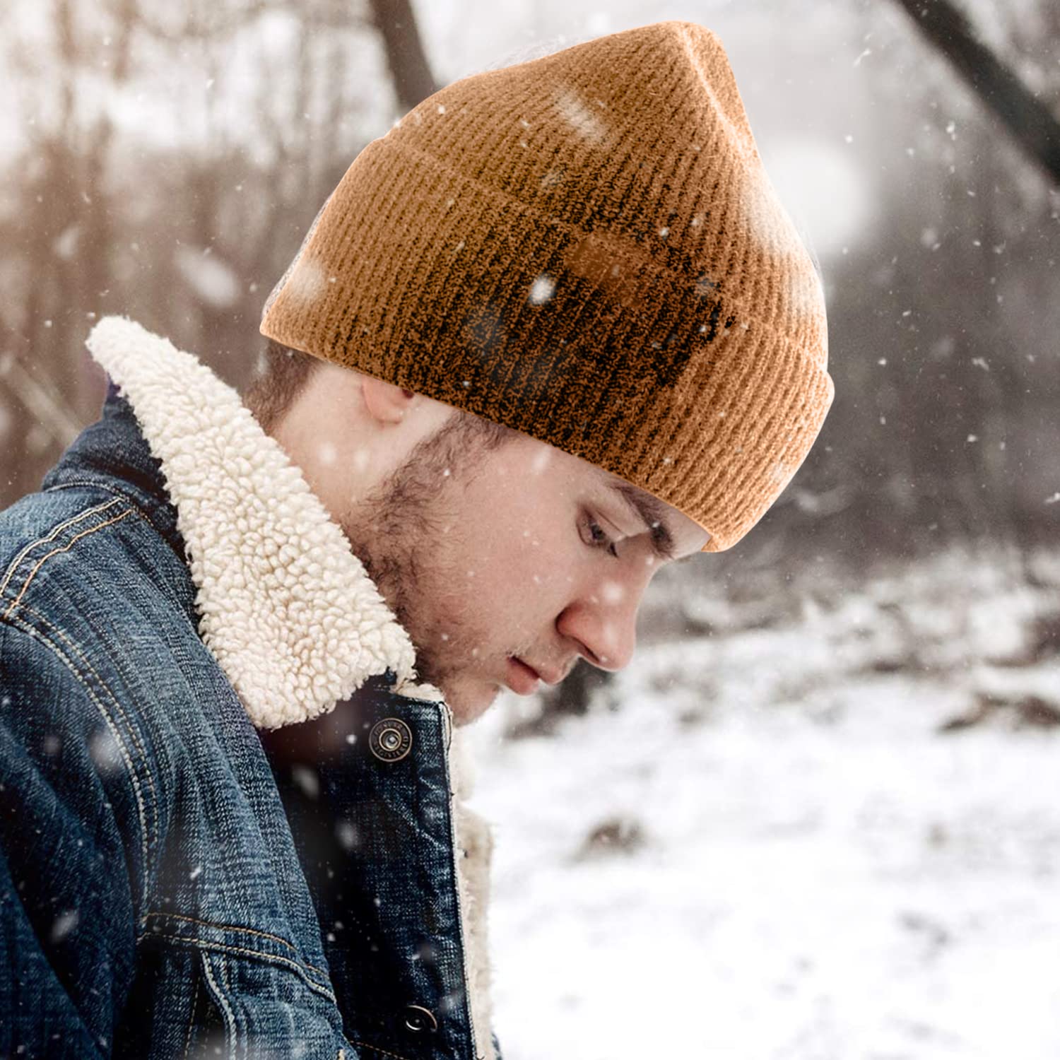 BELTONI Knit Beanie Hat for Men&Women, Daily Plain Winter Hat, Stretchy Striped Cuffed Winter Hat Black