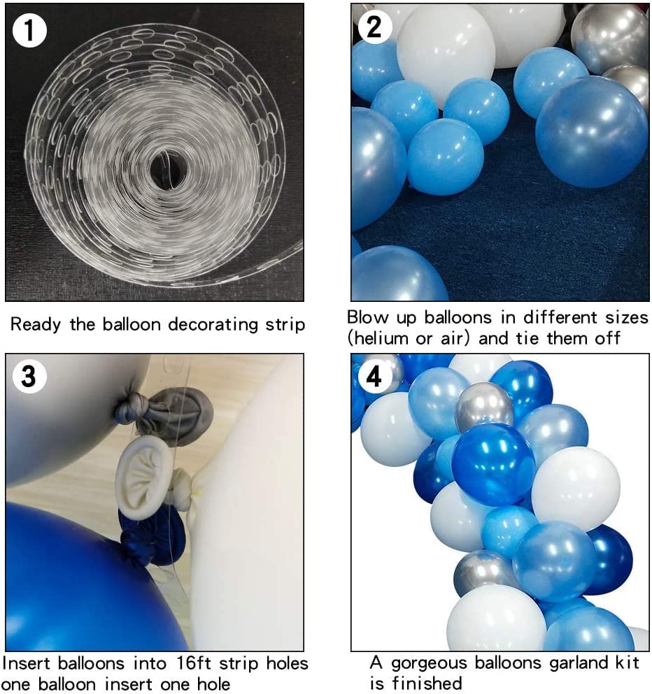 Blue Balloons Garland Arch Kit Blue Silver and White Balloons Blue Birthday Decorations Wedding Party Baby Shower Balloon Garland Kit Blue