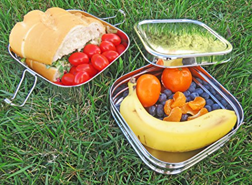 Lifestyle Block Stainless Steel Double Stack Cube 2 Compartment Lunch Box - X-Large