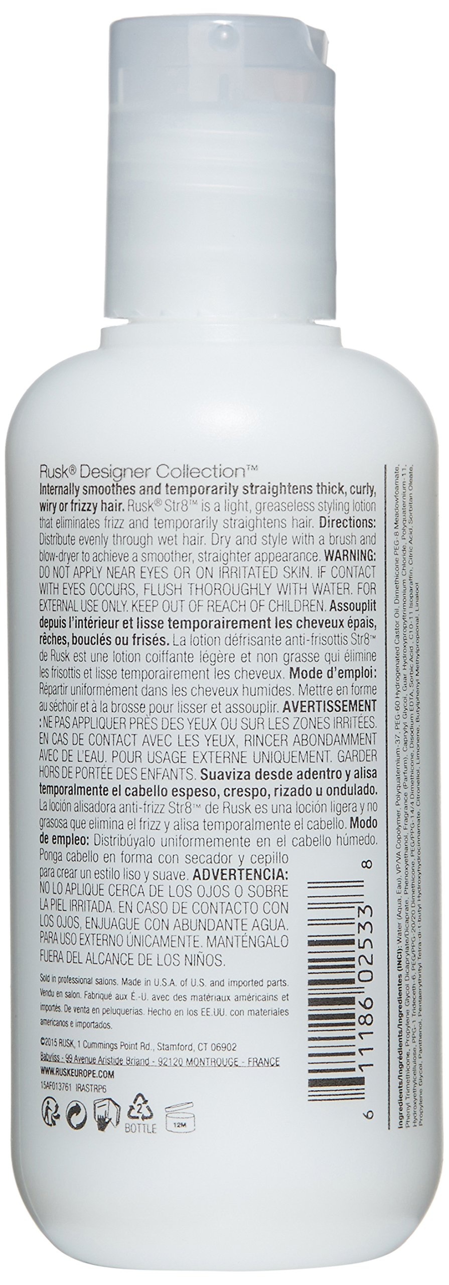 RUSK Str8 Anti-frizz & Anti-curl Lotion 6 Oz, 6 Oz, IRASTRP6