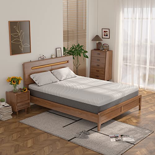 KOMFOTT 8 Inch Mattress Full Size, Cooling-Gel Memory Foam Mattress with Bamboo Charcoal Layer for Pressure Relief, Medium Firm Mattresses with Jacquard Cover, CertiPUR-US Certified Mattress in a Box