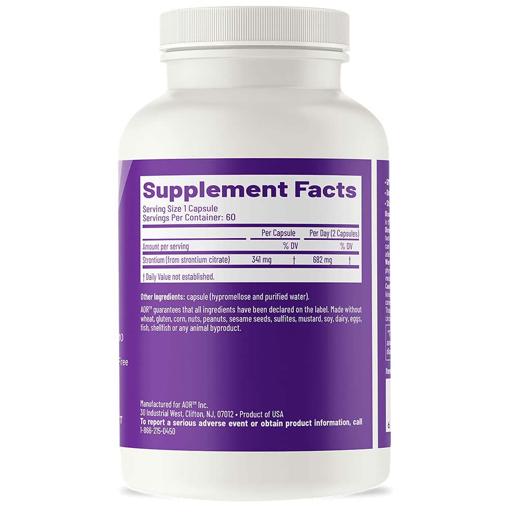 AOR, Strontium Support II, Mineral Support for Bone Health, Vegan, Non-GMO (60 Caps)