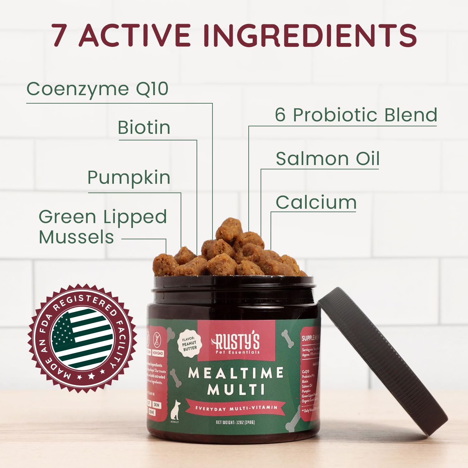 Premium Dog Multivitamin Supplement (170 Chews) - Mealtime Multi - with CoQ10 - Probiotics - Pumpkin - Immune Support - Promotes Better Joint Mobility - Healthy Skin & Coat - Made in The USA
