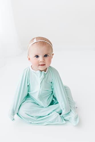 Transition Swaddle - Baby Wearable Blanket - Baby Sleep Sack with 2-Way Zipper - 95% Bamboo Viscose Fiber/5% Spandex - TOG 0.5 - Cozy Sleep Wrap designed by a pediatric (Soft Mint, Medium 6-12 Month)