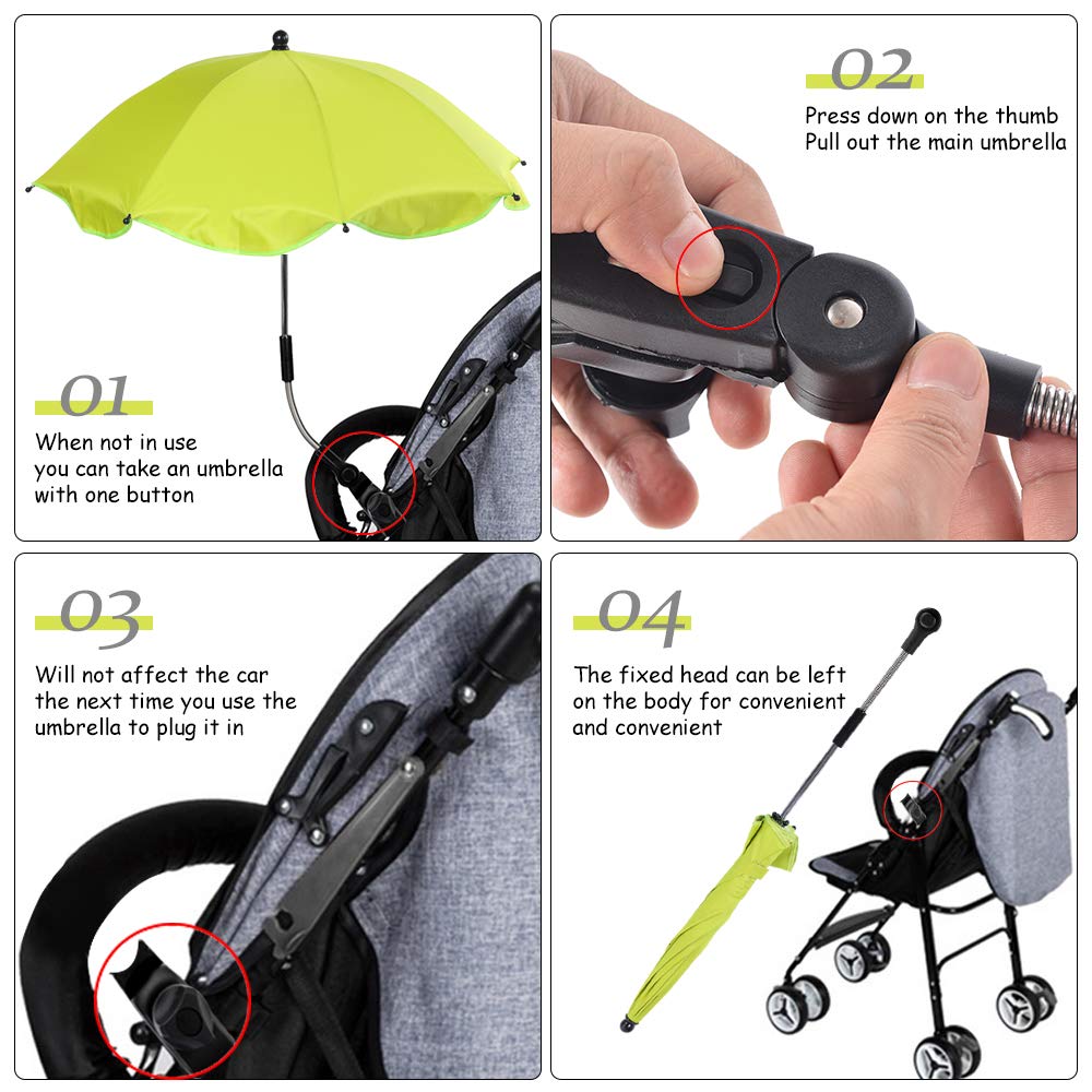 Baby Clamp-On Shade Umbrella, with Umbrella Clip Fixing Device, 79cm/31.1in Long, Great for Strollers