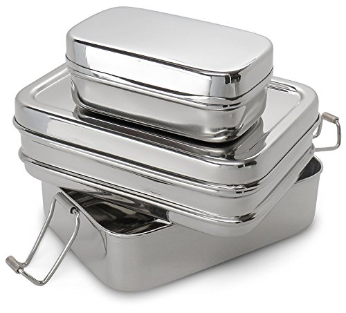 Lifestyle Block 3 Compartment Stainless Steel Eco-Friendly Lunch Box - Regular