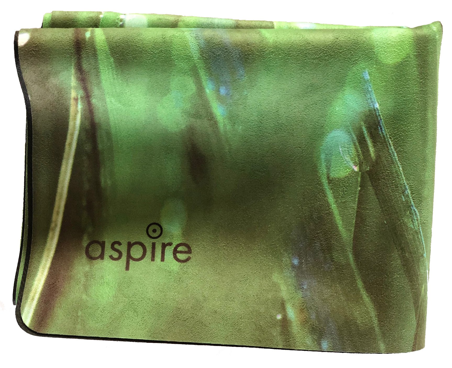 ASPIRE Cultivate Contentment YOGA TRAVEL TOWEL MAT - Eco-Friendly, Non Slip, Two Sided Microsuede and Rubber, Lightweight and Foldable - 72" x 24" 1mm Mat with Carrying Strap