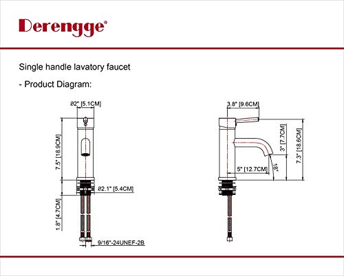 Derengge Single Lever Bathroom Faucet,Single Hole Bathroom Sink Faucet,Brushed Gold Lavatory Faucet,F-509-CS