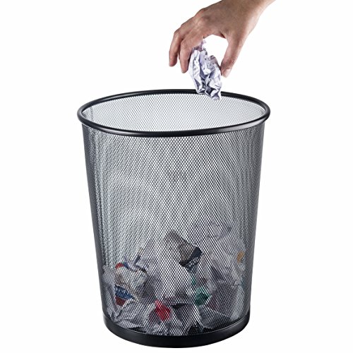 YBM Home Mesh Wastebasket Trash Can for Home and Office Workspace, Metal Office Trash Can Round-Shaped, 4.75 Gallon, 2484