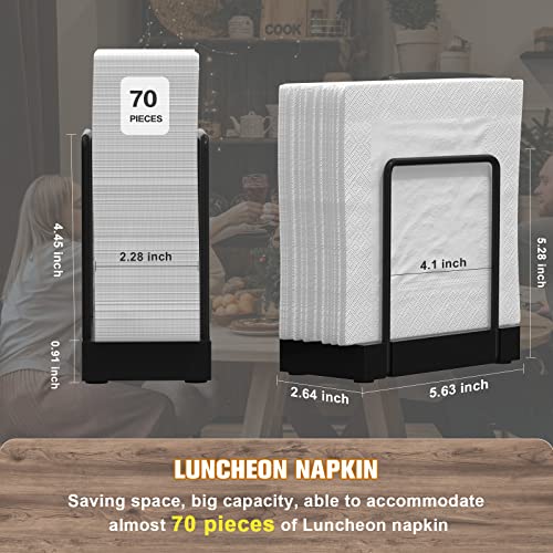 Napkin Holder for Table, Bamboo Iron Standing Napkin Dispenser for Kitchen Dining Table Farmhouse Cocktail Picnic Bar Rustic Wood Holders for Paper Mail Bills Suitable for All Dining Room Decors Black