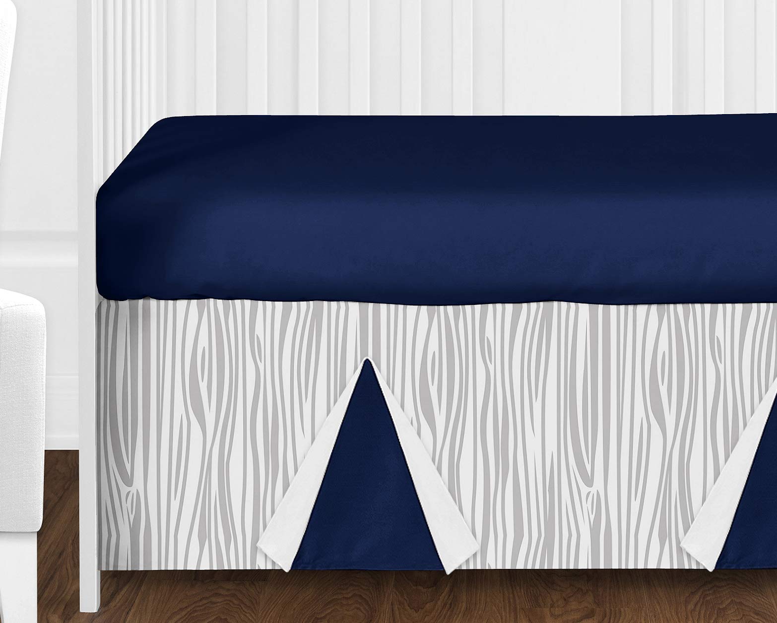 Navy Blue White and Gray Woodland Deer Print Boy Baby Bedding 11 Piece Crib Set