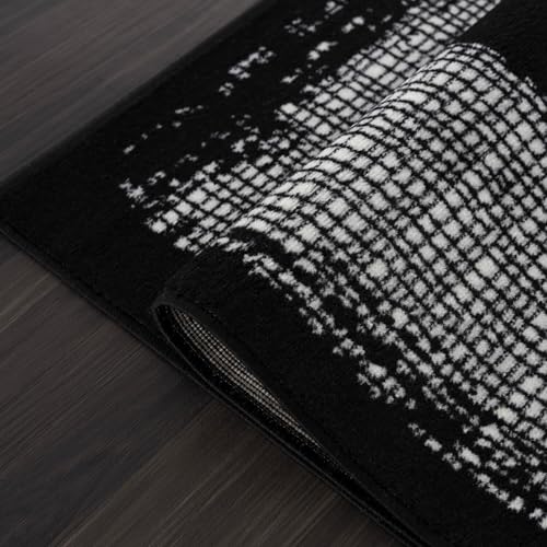 CAMILSON Bordered Black Rug 8x10 Area Rugs for Living Room Bedroom Kitchen Modern Soft Stain Resistant Non-Shedding Indoor Carpet (8 x 10 Black and Cream)