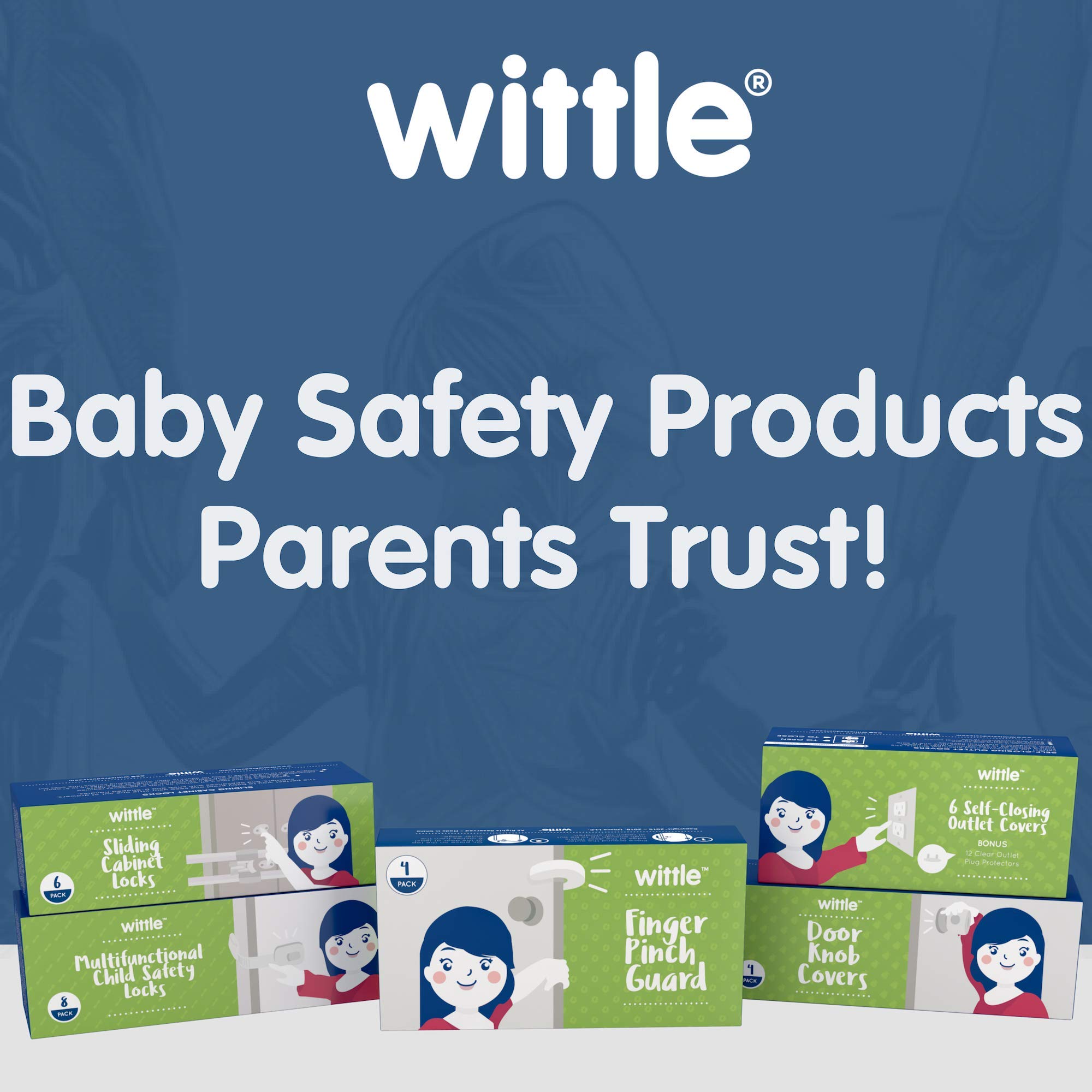 Wittle Baby Proofing Door Stopper - 4pk, Soft EVA Foam Finger Pinch Guard, Prevents Injuries, Slamming Doors, Child or Pet from Getting Locked in Room, White
