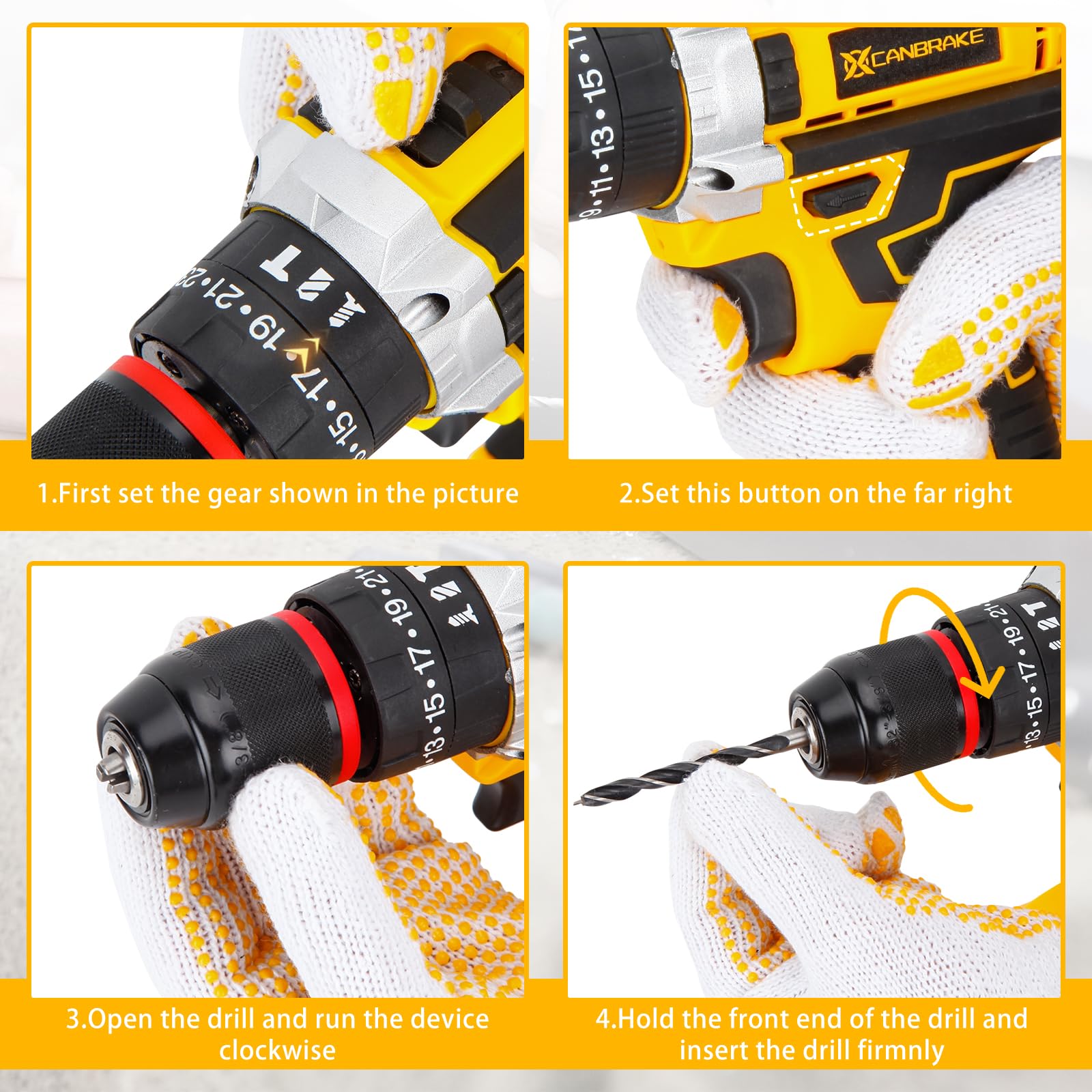 CANBRAKE 21V Tool Kit with Drill, 120PCS 21V Cordless Drill Set with 3/8" Keyless Chuck of Metal & 25+3 Clutch with Impact, 2 x 2.0Ah Battery & Fast Charger, Max Torque 45Nm, 2-Variable Speed