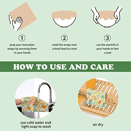 Beeswax Reusable Food Wraps 9 Packs - Beeswax Wraps for Food, Beeswax Wrap Sustainable Wax Paper for Sanwich Bread Cheese Fruits Snacks, Zero Waste(S/M/L)