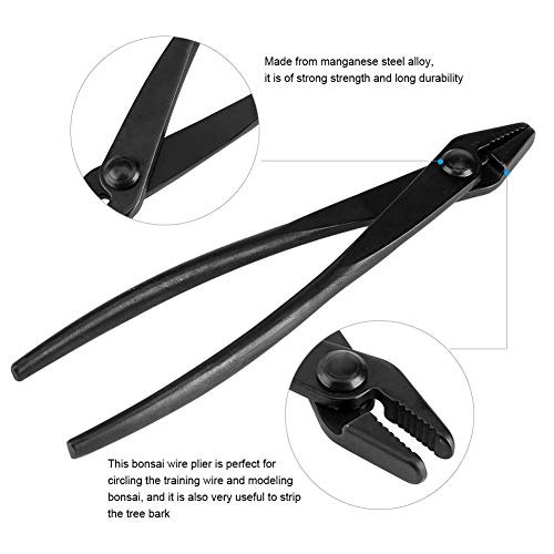 Bonsai Pliers, 200mm Black Manganese Steel Alloy Branch Pliers Bonsai Wire Plier with Round End for Safe Use Gardening Tool Bonsai Tools