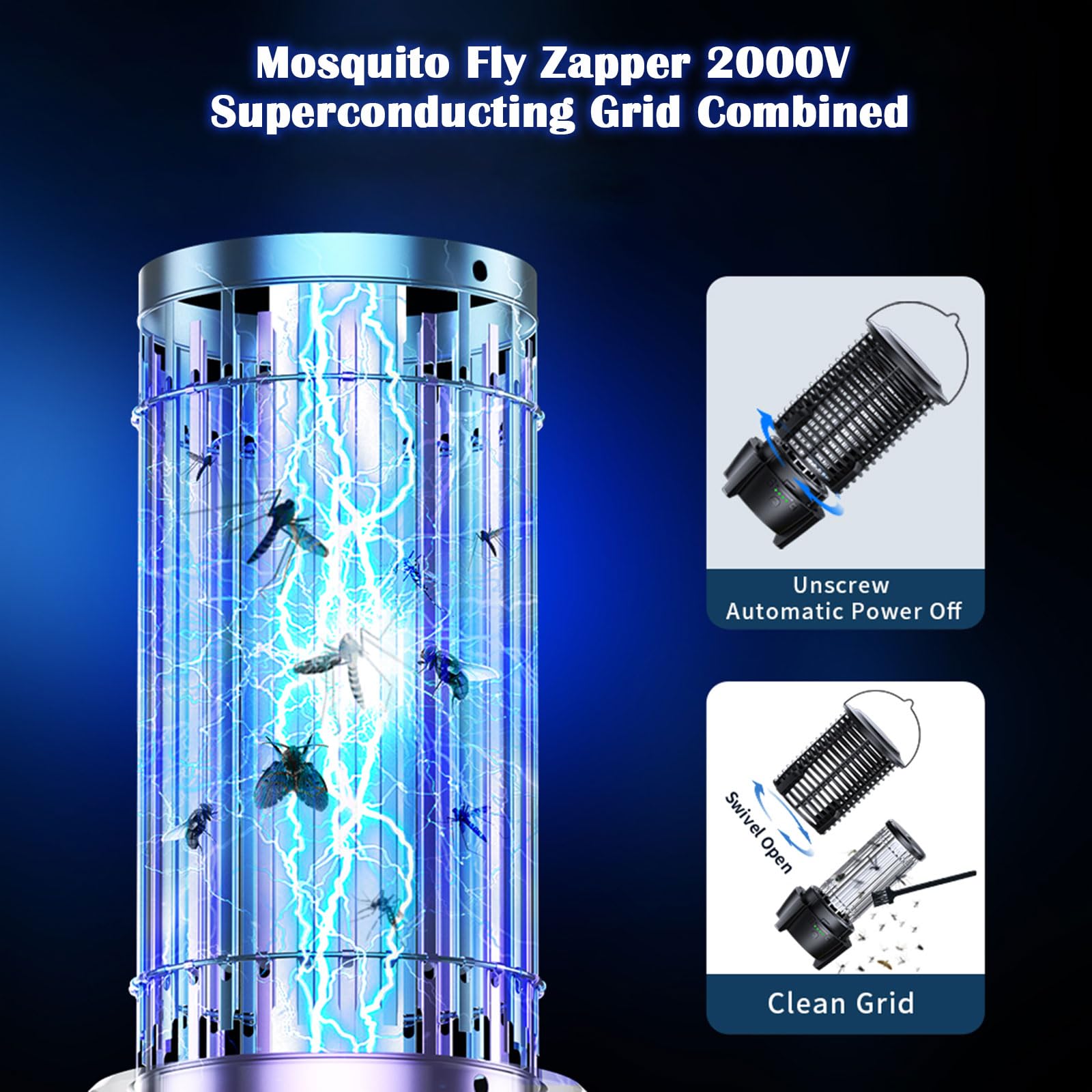 Bug Zapper Outdoor Electric,Indoor Mosquito Zapper with LED Light,Rechargeable Insect Mosquito Killer Fly Zapper, Fly Trap, Insect Trap for Home Camping Lawn Arden