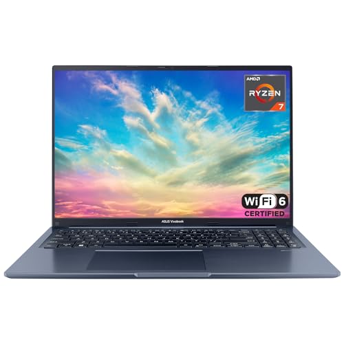 ASUS VivoBook 16 Laptop, 16â WUXGA (1920 x 1200) Screen, AMD Ryzen 7 5800HS, 16GB RAM, 2TB SSD, Webcam, HDMI, Wi-Fi 6, Windows 11 Home, Blue