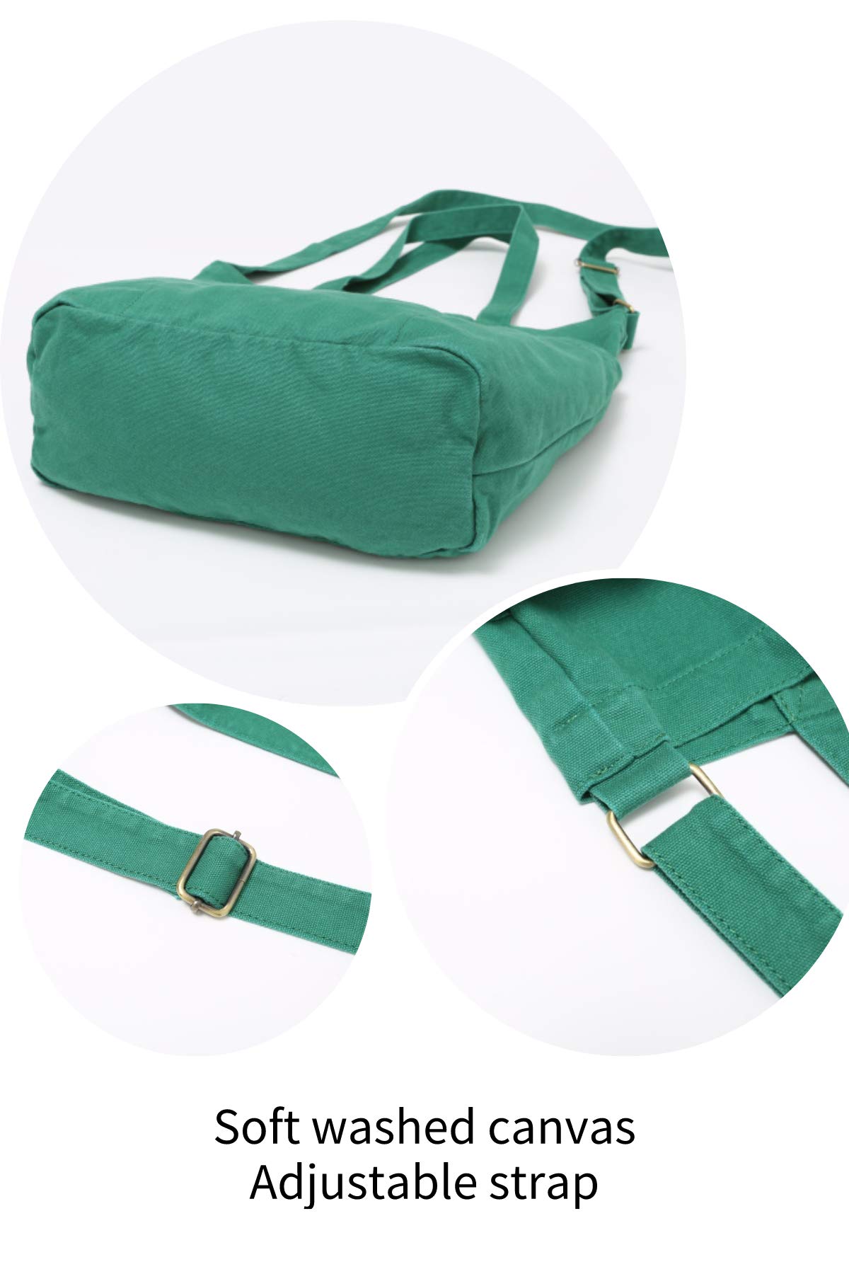 Jeelow Washed Canvas Tote Handbag Shoulder Bag Purse Crossbody With Pockets For Men & Women
