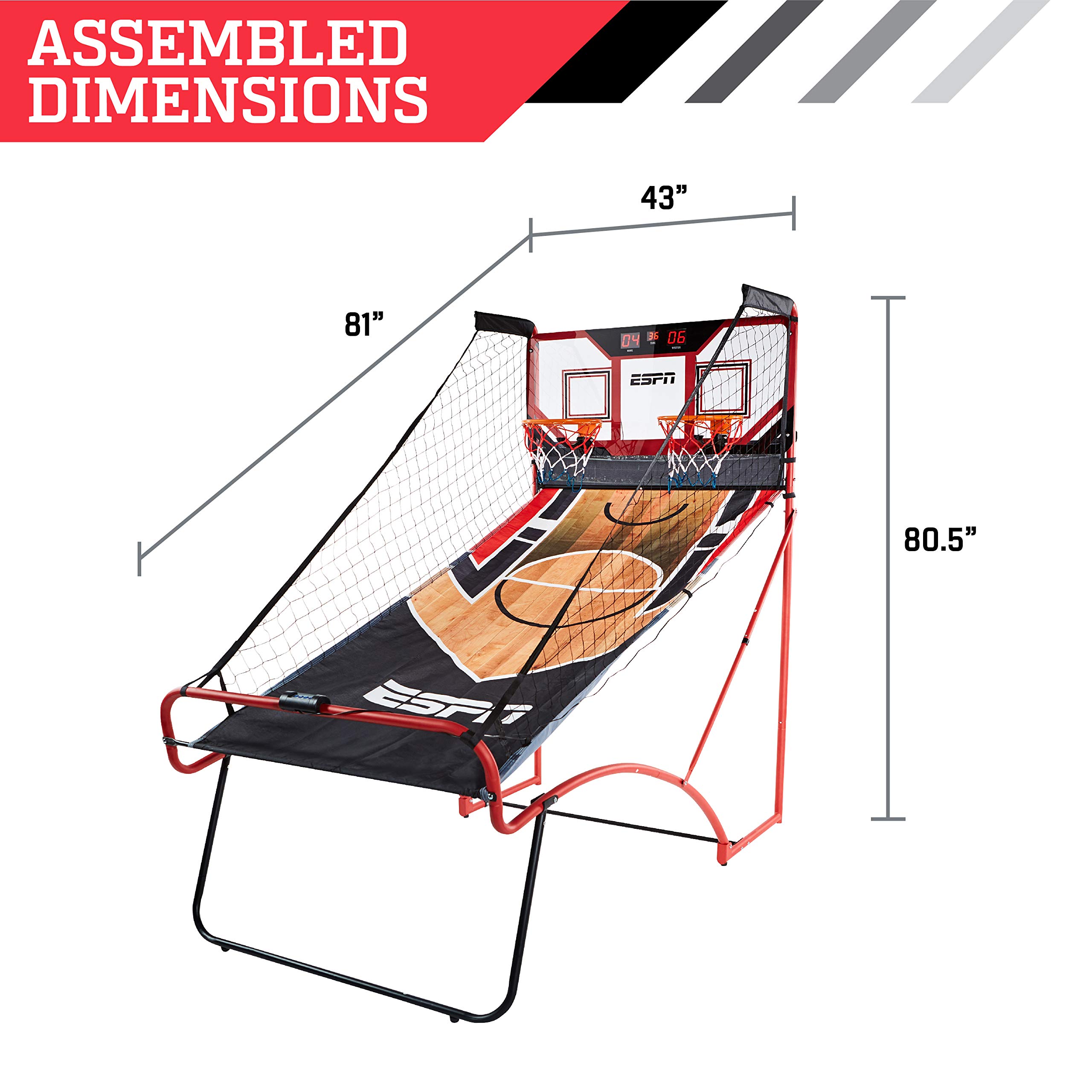 ESPN EZ Fold 2 player Basketball Game with Polycarbonate Backboard and LED Scoring