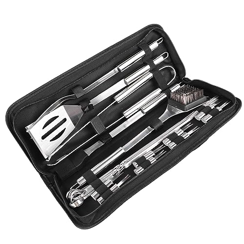 BBQ Grill Tools Set, Fork 20pcs Portable Professional Stainless Steel Grill Set for Outdoor for Camping