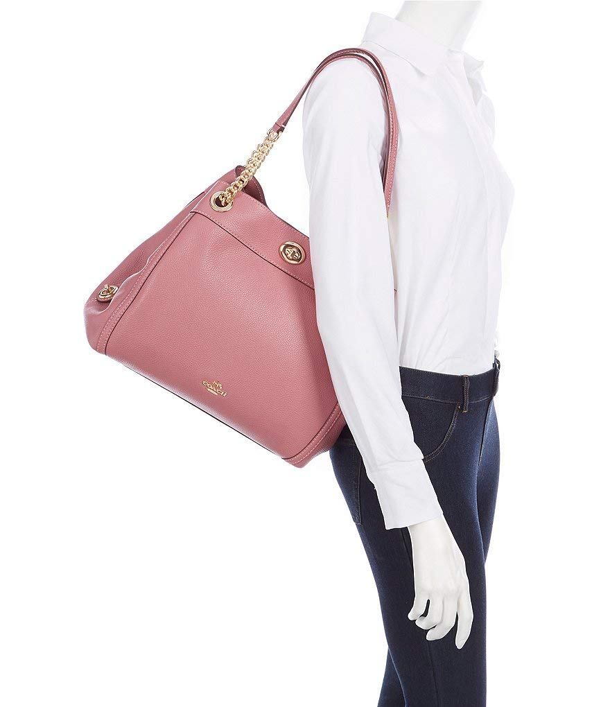 Coach Edie Turnlock Leather Shoulder Bag, Rose