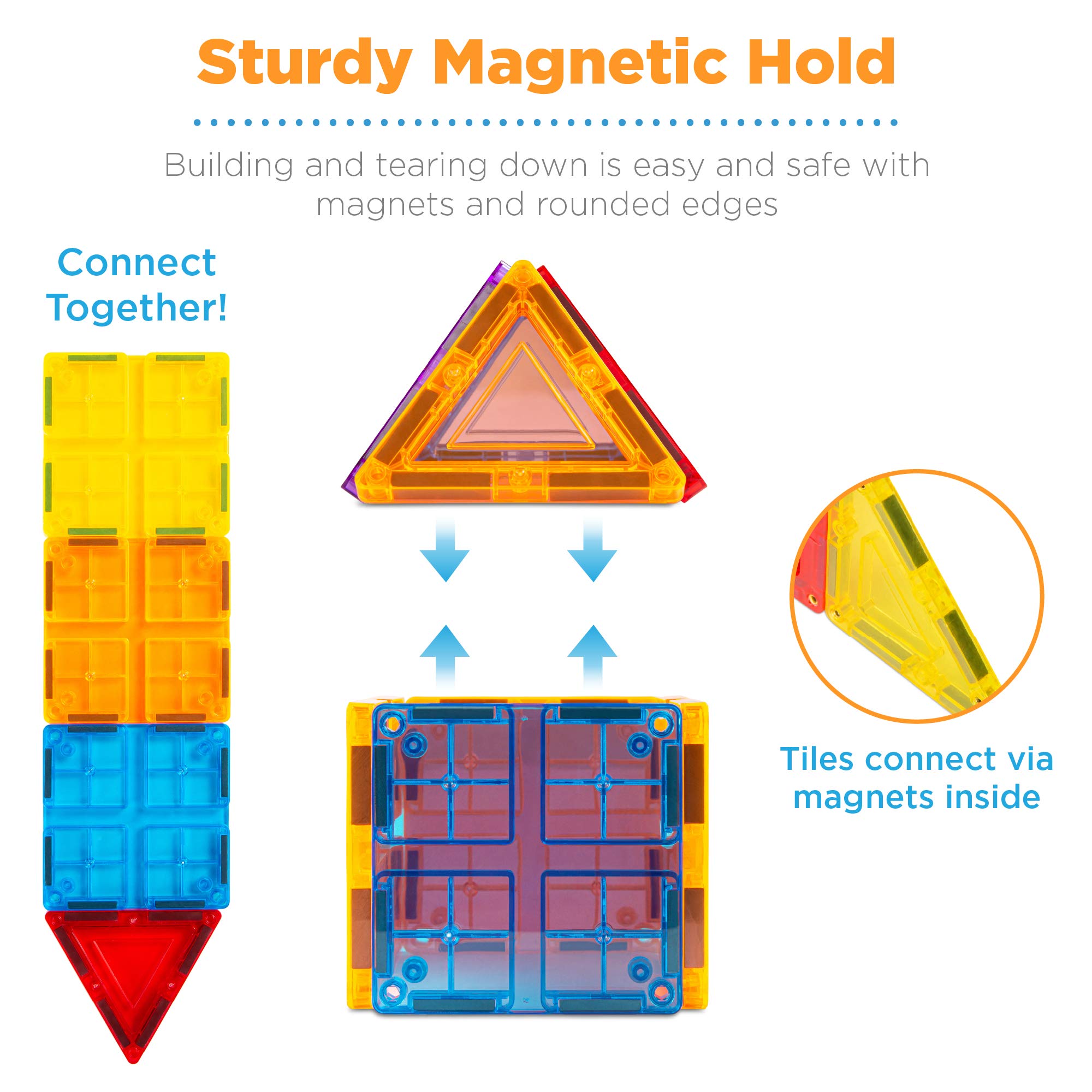 Best Choice Products 105-Piece Kids Magnetic Building Tiles Set, Racetrack Construction Blocks Educational STEM DIY Toy Playset for Learning, Motor Skill Training w/Light Up Car