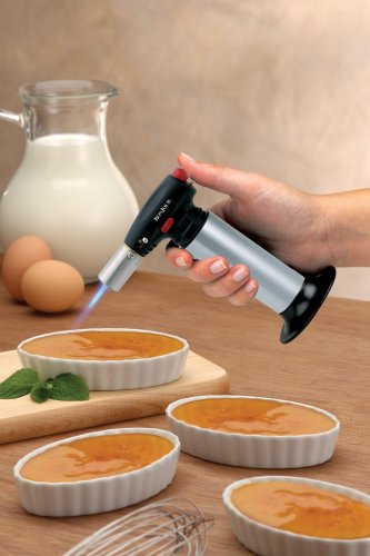 BonJour Chef's Tools Butane Crème Brûlée Torch and Porcelain Ramekin Set, 5-Piece, Stainless Steel, One Size - 53489