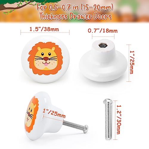 Tuitessine 12 Pack Assorted Safari Animals Drawer Knobs Funny Round Ceramic Dresser Knobs Cabinet Closet Cupboard Pulls Cute Wardrobe Handles Jungle Decor for Nursery Kitchen Bathroom Bedroom