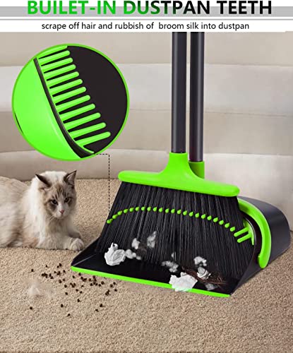 Broom and Dustpan Set, Broom and Dustpan, Broom and Dustpan Set for Home, Upgrade 52" Long Handle Broom with Stand Up Dustpan Combo Set for Office Home Kitchen Lobby Floor Use, Dust pan and Broom Set
