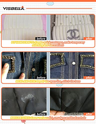 Visbella 1 Min Fast Drying Liquid Stitch Fabric Adhesive Glue Strong Bond Clear Drying Waterproof Sew Glue Permanent Washable for Repair, Make Patches on Clothes, Denim, Leather, Flannel, All Fabrics